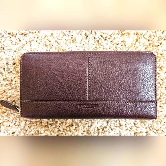 Coach | Bags | Coach Plum Purple Leather Zip Wallet | Poshmark